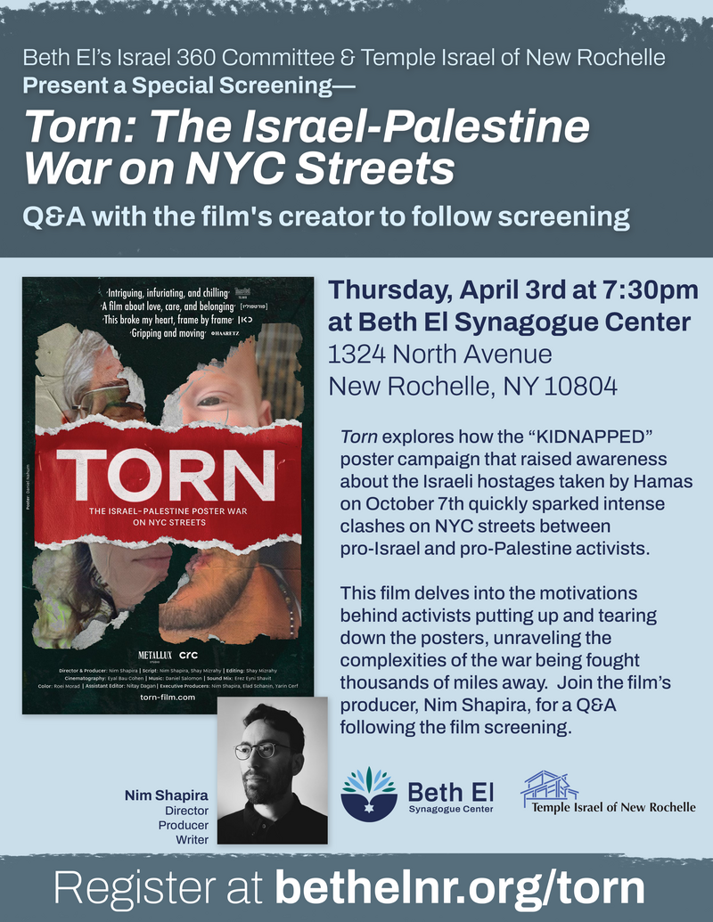 TORN movie 2025 header from Beth El | Temple Israel